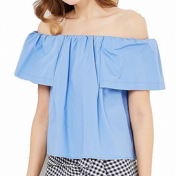 Topshop | Tops | Nwt Topshop Blue Off Shoulder Cut Out Crop Blouse ...
